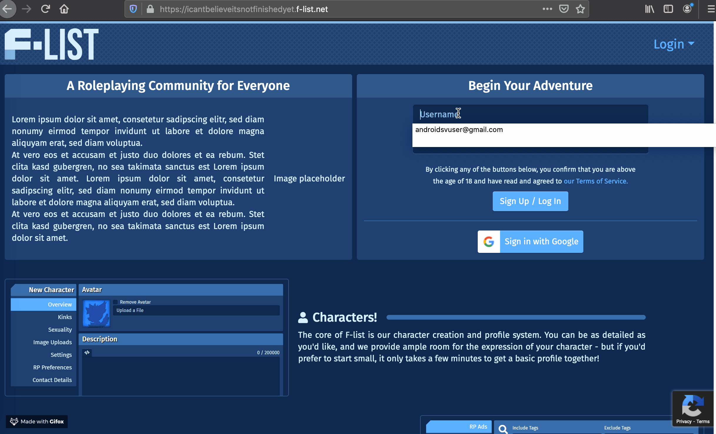 icantbelieveitsnotfinishedyet.f-list.net - Unable to fill in the form ...