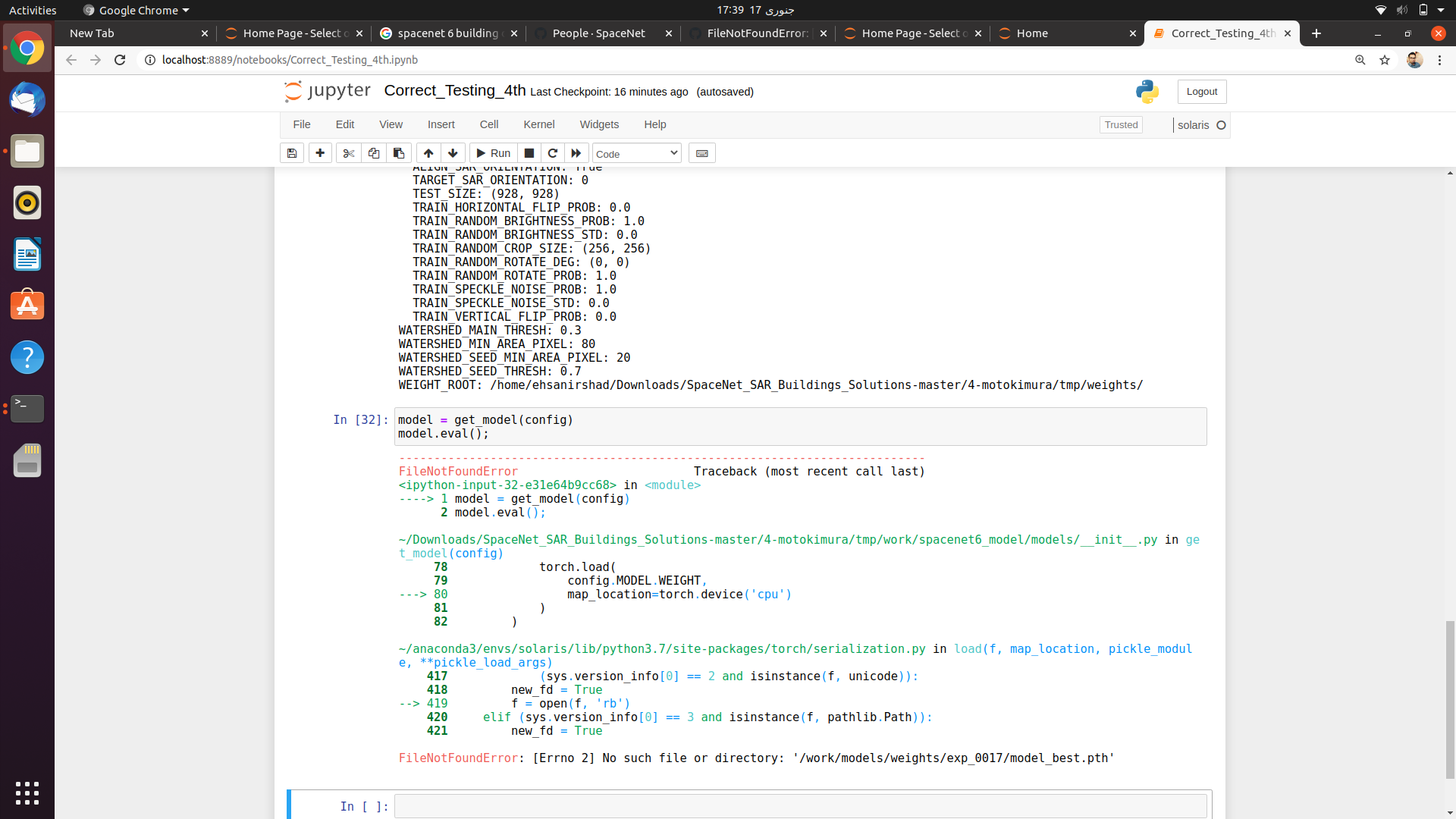 FileNotFoundError: [Errno 2] No such file or directory: '/work/models/weights/exp_0011/model ...