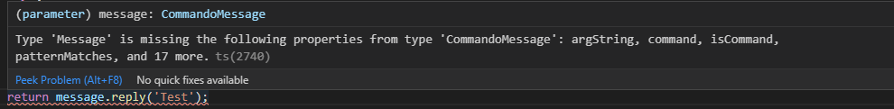 Commandomessage Reply Seems To Be Missing In The Typings · Issue 368 · Discordjs Commando