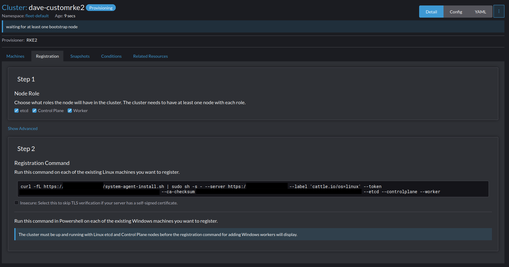 [V2 Provisioning] Registration tab not selected by default during cluster creation · Issue #3396 ...