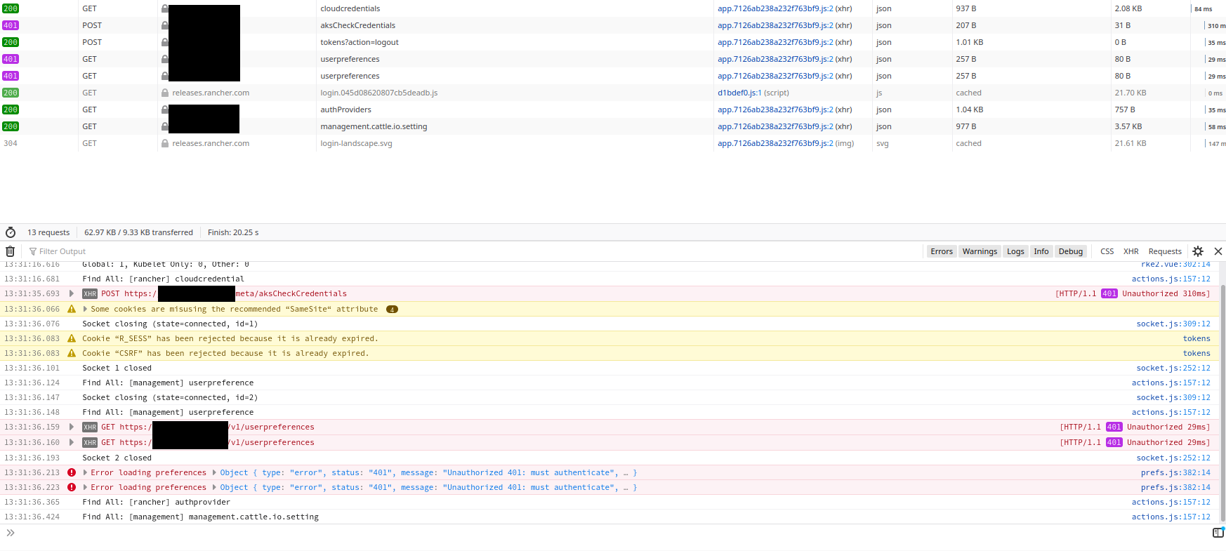 Ui Logs Out User When Enter Bad Azure Cloud Credentials When Creating Cloud Credential · Issue