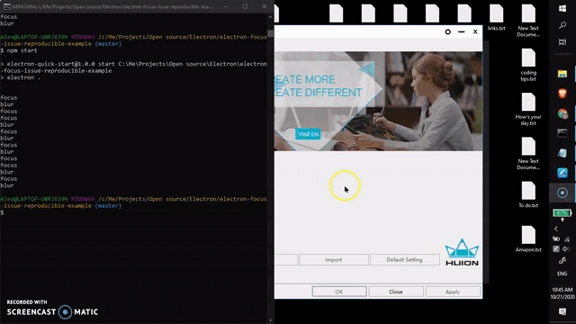 BrowserWindow is placed behind other windows when calling `.show()` while the start menu is open ...