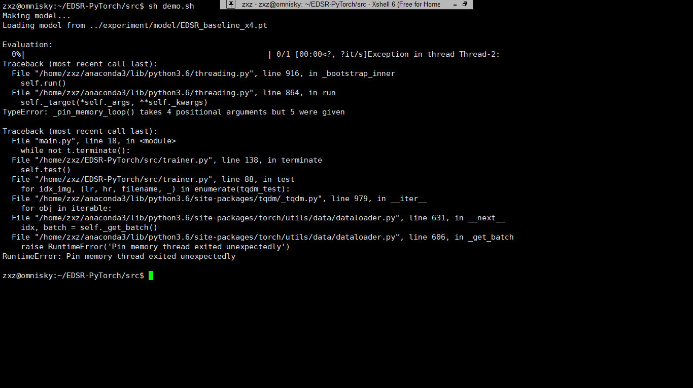 Pin memory thread exited unexpectedly · Issue #141 · sanghyun-son/EDSR-PyTorch · GitHub
