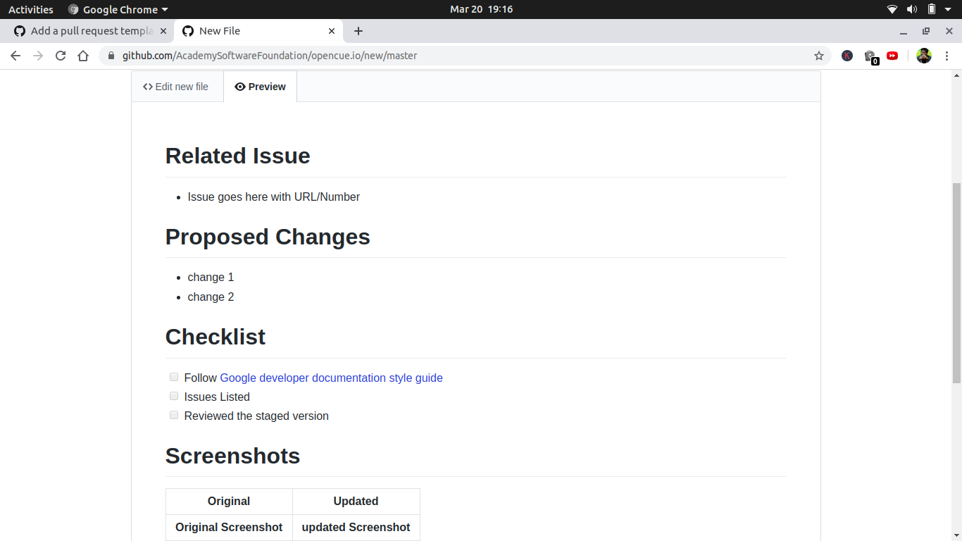 Add a pull request template · Issue #39 · AcademySoftwareFoundation/opencue.io · GitHub