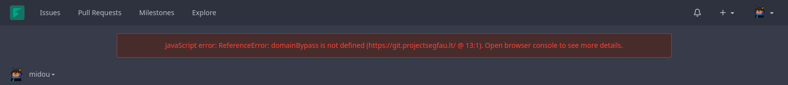 Gitea reporting javascript errors related to bypassing. · Issue #715 · FastForwardTeam ...
