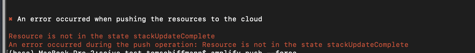 Resource Is Not In The State Stackupdatecomplete · Issue 6714 · Aws Amplifyamplify Cli · Github 