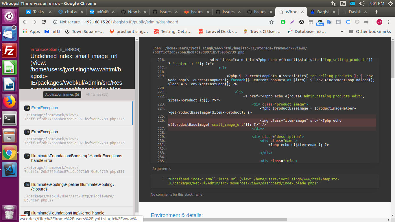 Getting Exception On Admin Dashboard · Issue 851 · Bagistobagisto · Github