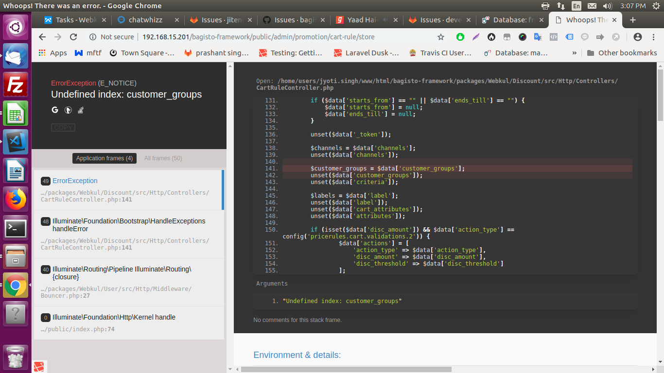 Getting Exception While Creating Cart Rules · Issue 994 · Bagistobagisto · Github