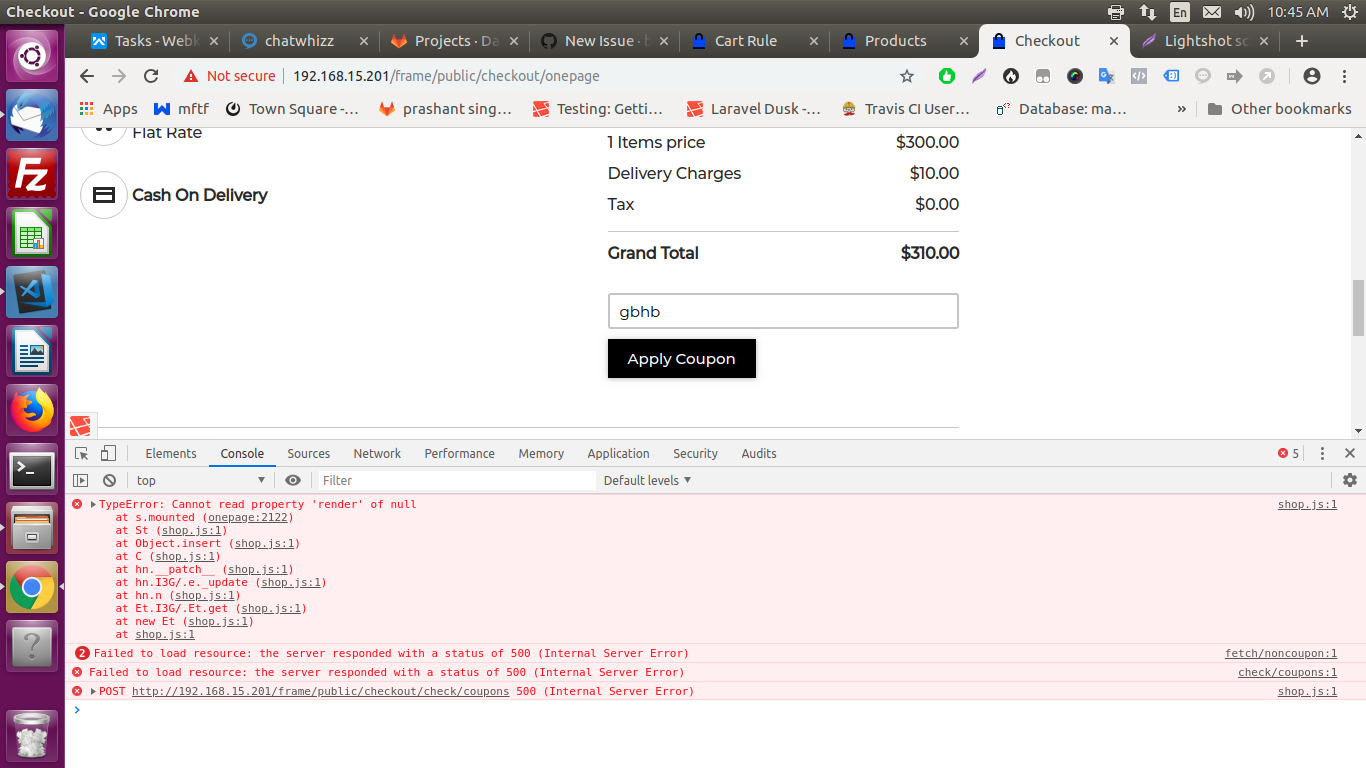 Apply coupon button is not responsive if we enter any random data in ...