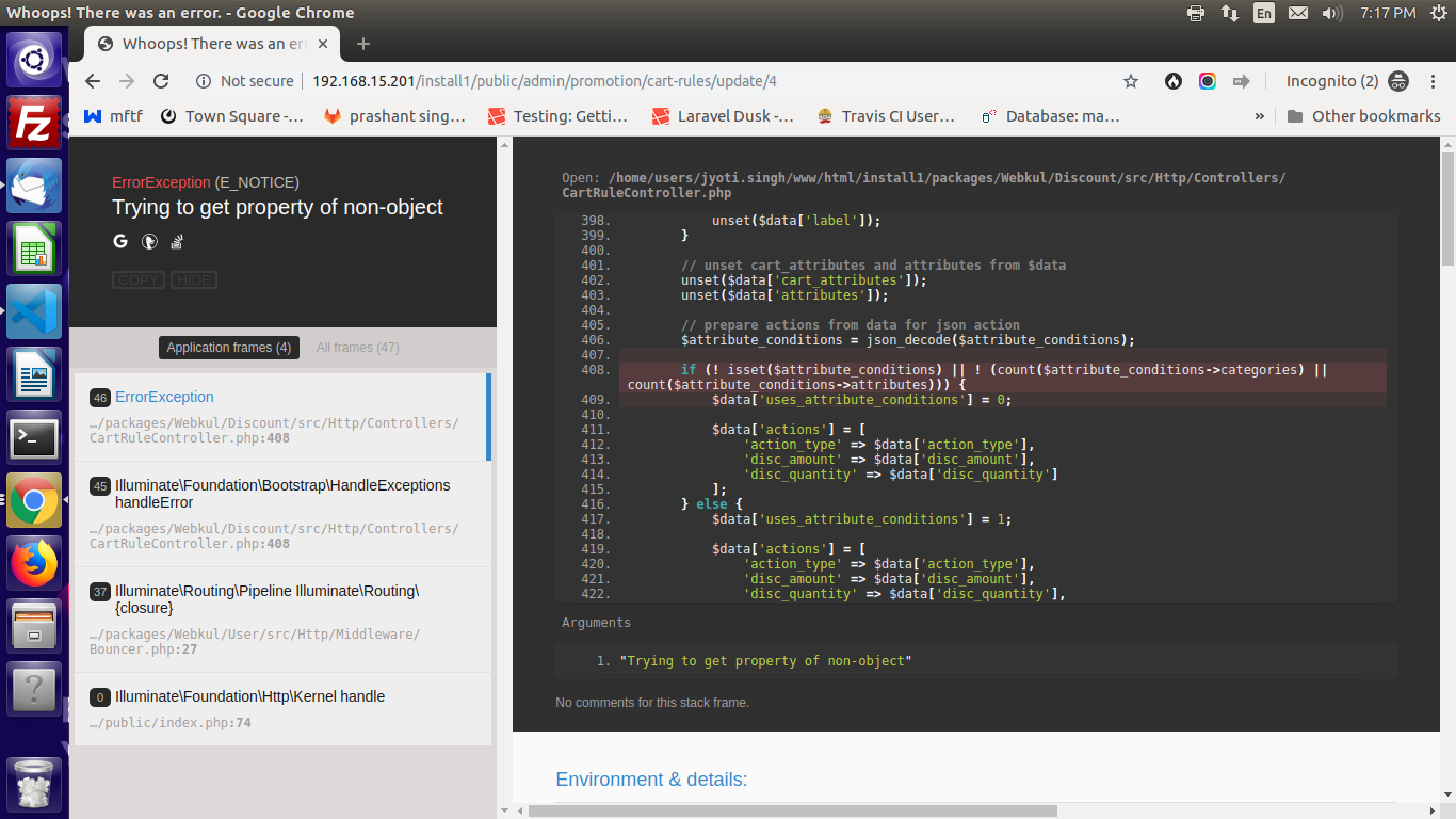 Getting Exception On Updating Cart Rule · Issue 1411 · Bagistobagisto · Github