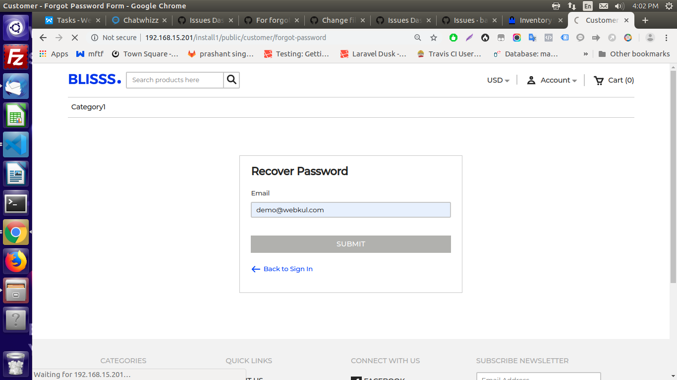 For forgot password Submit button should get disabled if user has ...