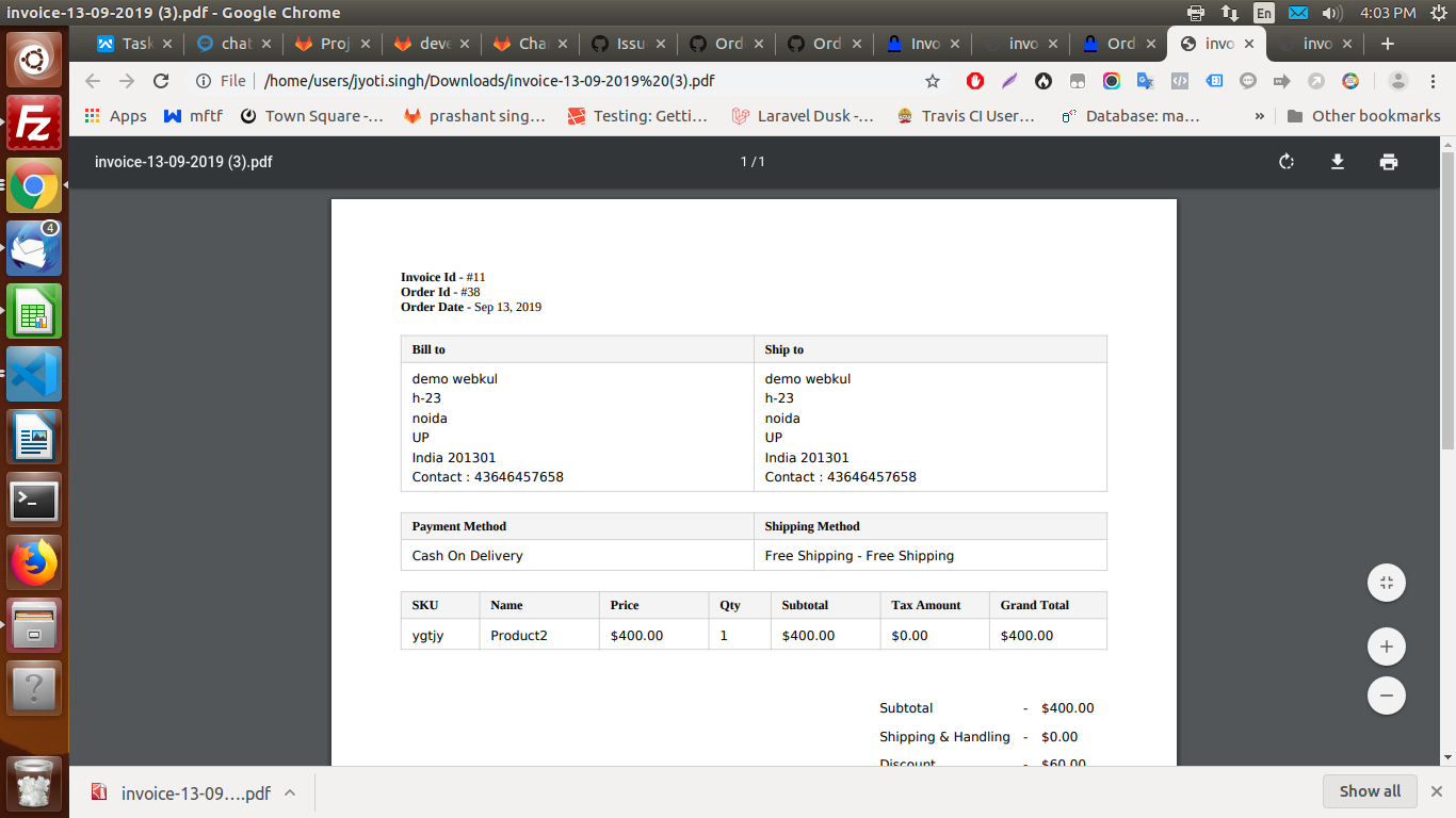 Order ID is not matching after printing invoice · Issue #1447 · bagisto ...