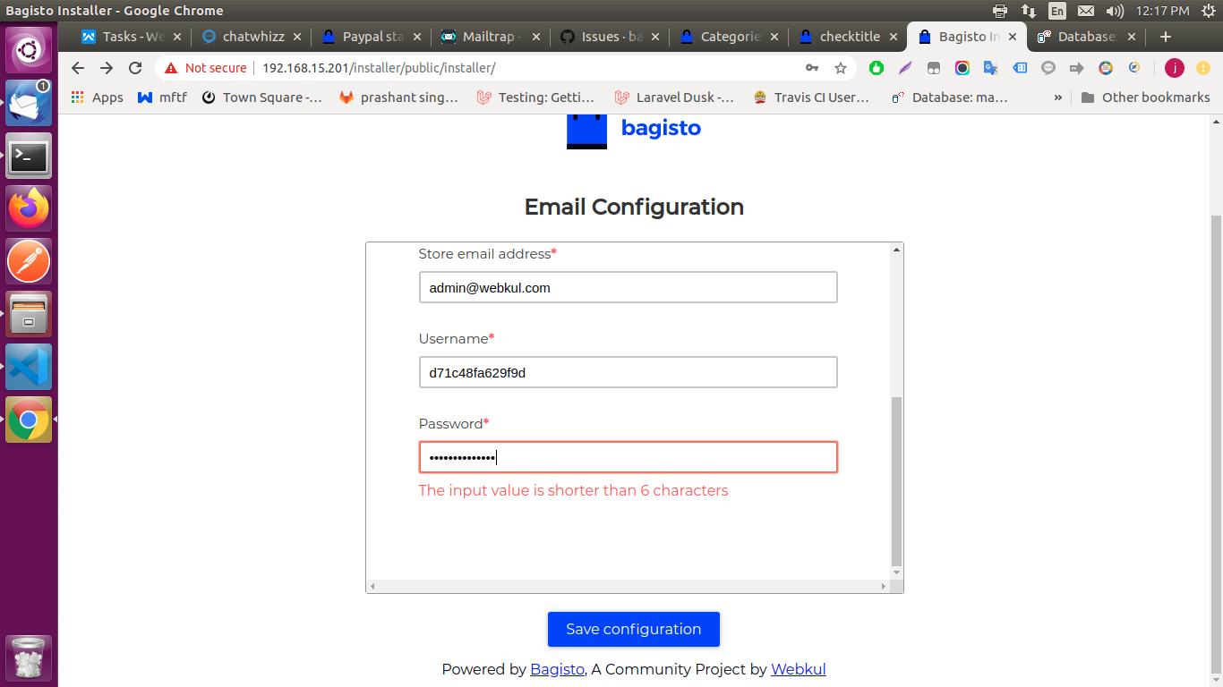 Incorrect error message for password field of email configuration ...