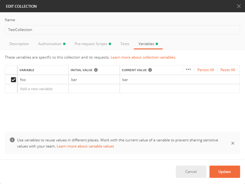 Collection Variables Not Resolving In Collections Get New Access Token Window · Issue 5730