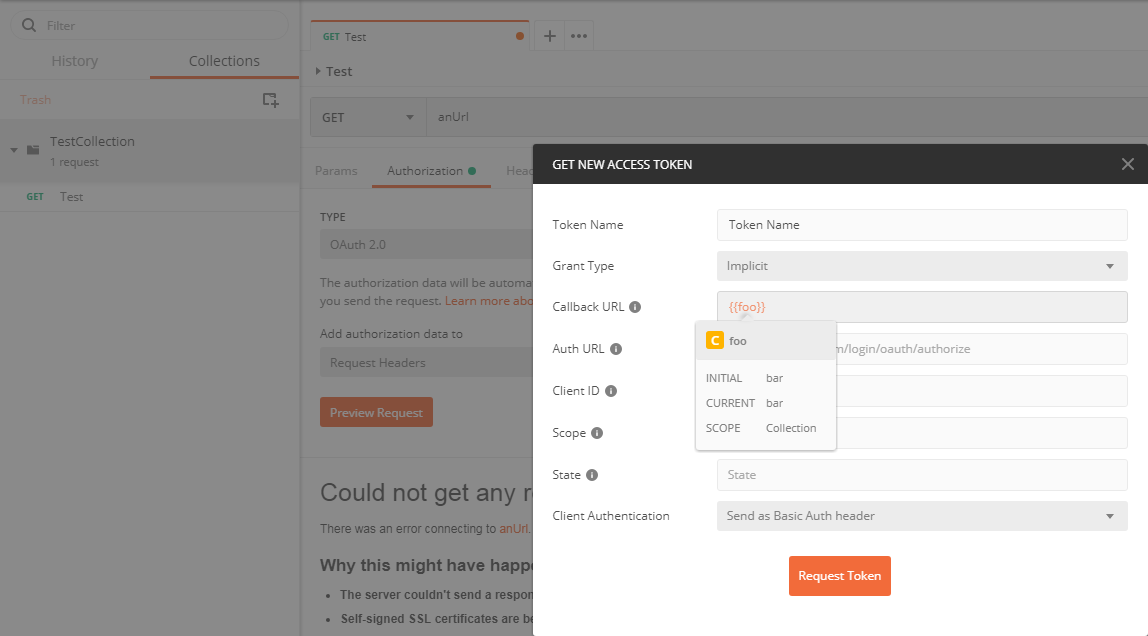 Collection Variables Not Resolving In Collections Get New Access Token Window · Issue 5730 2308