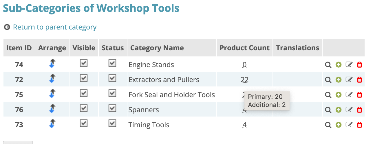 Admin category listing to show number of products · Issue #3131 · cubecart/v6 · GitHub