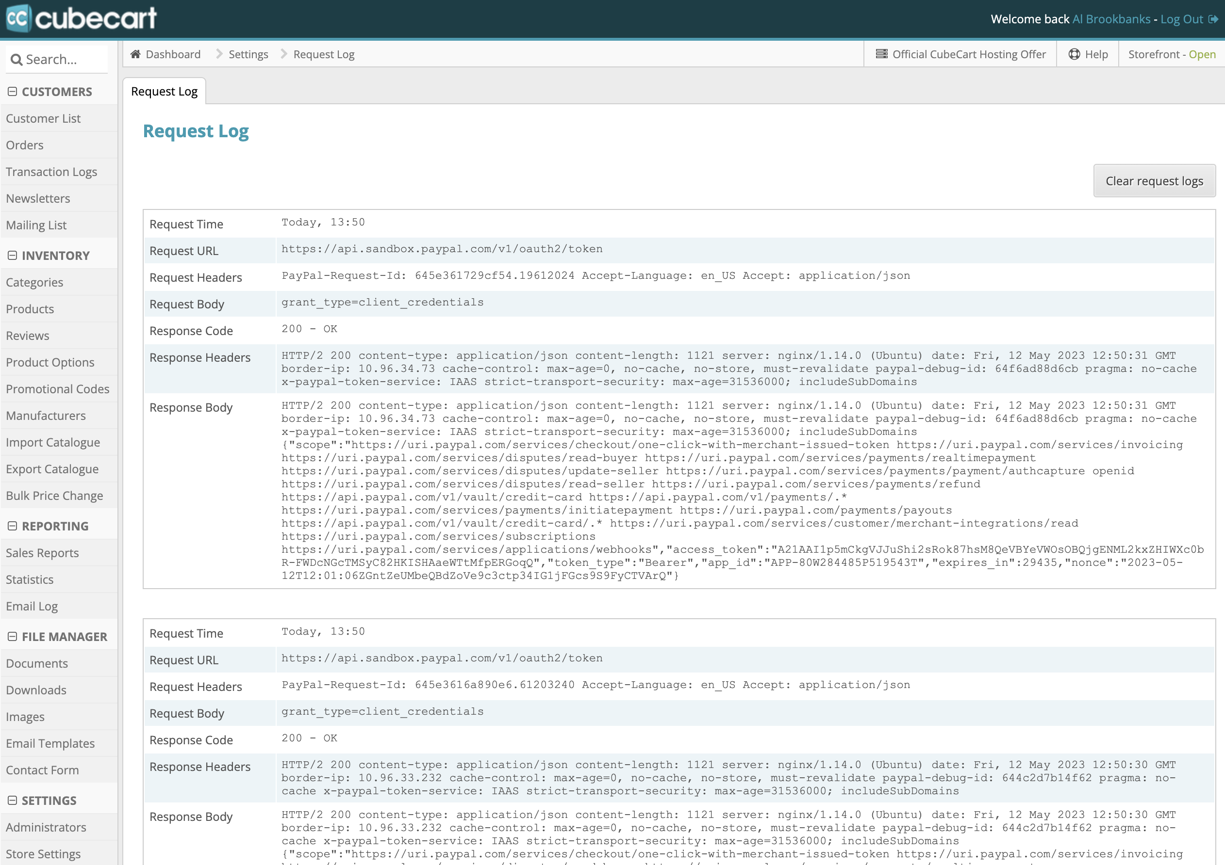 Request Log To Log Headers · Issue 3299 · Cubecart V6 · Github