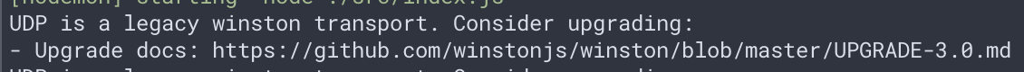 UDP is a Legacy winston transport. · Issue #1827 · winstonjs/winston · GitHub