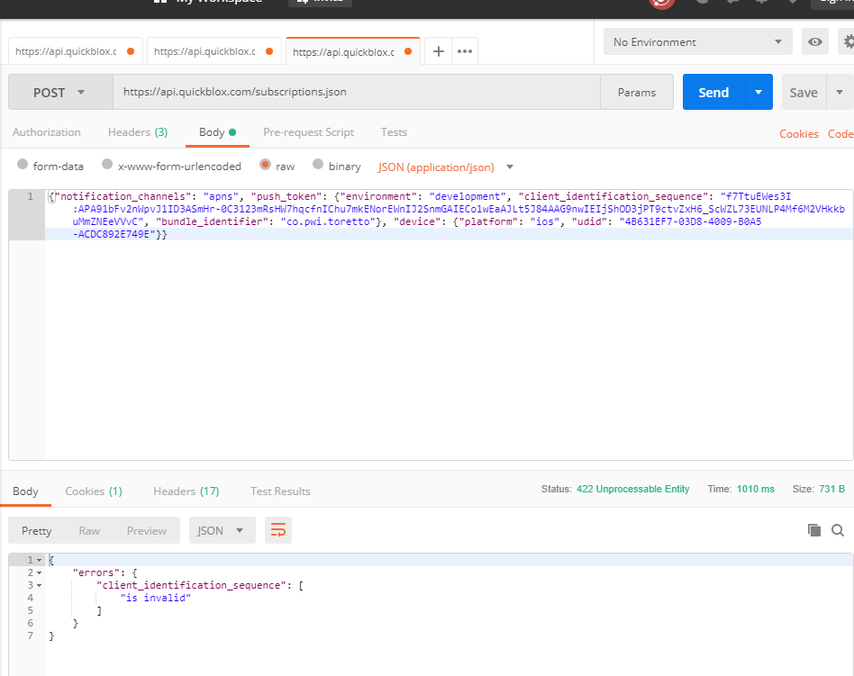 Can't create a subscription for iOS. · Issue #1098 · QuickBlox/quickblox-ios-sdk · GitHub