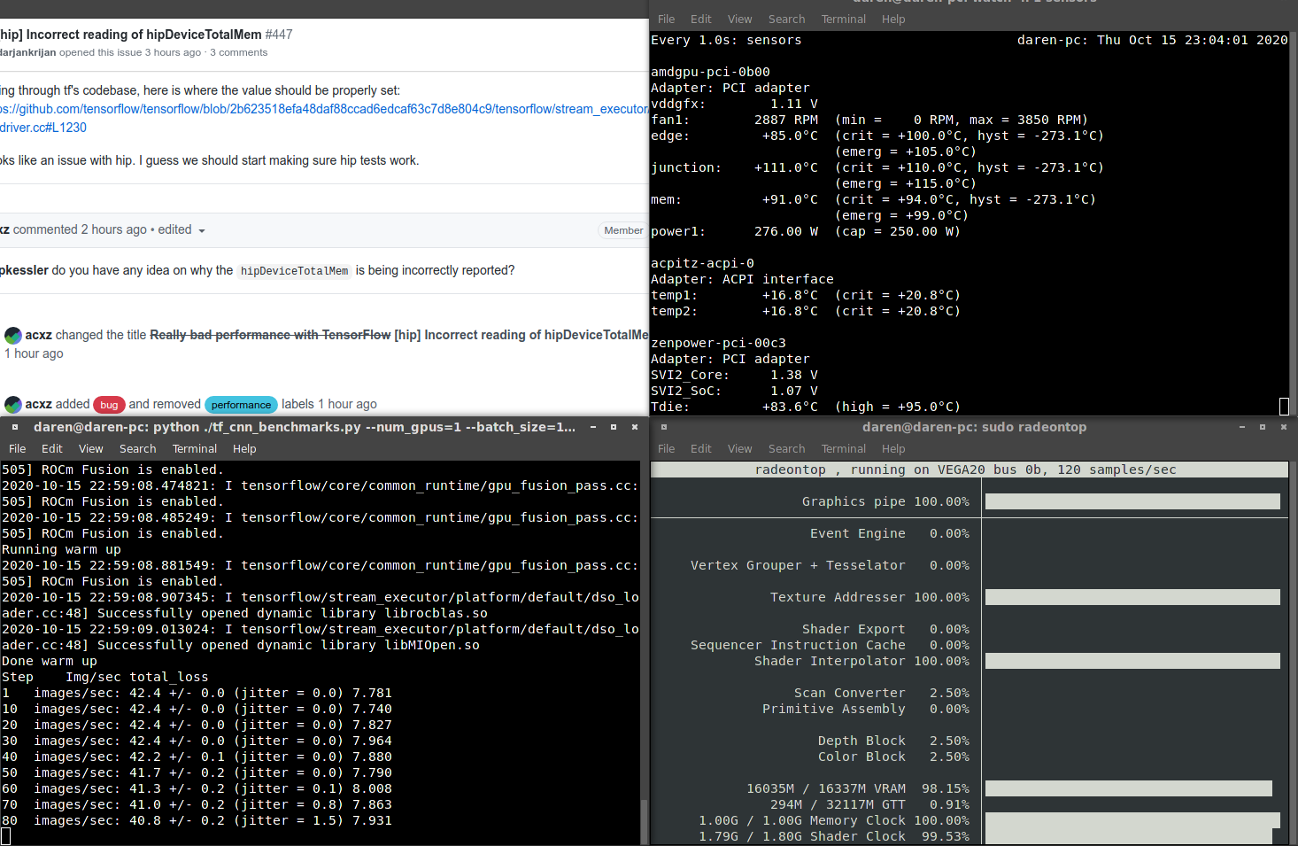Really bad performance with TensorFlow · Issue #447 · rocm-arch/rocm-arch · GitHub