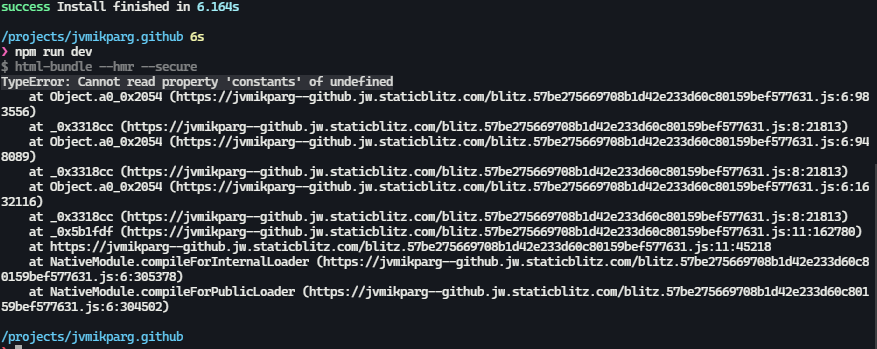 BUG: Unknown error when building · Issue #126 · stackblitz/webcontainer-core · GitHub