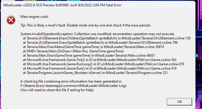 Client crashing when entering Mod Packs menu · Issue #2701 · tModLoader ...