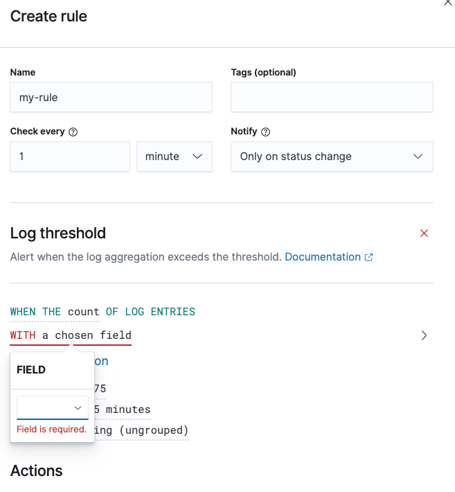 [Alerting] Log threshold alert type is broken · Issue #106452 · elastic/kibana · GitHub
