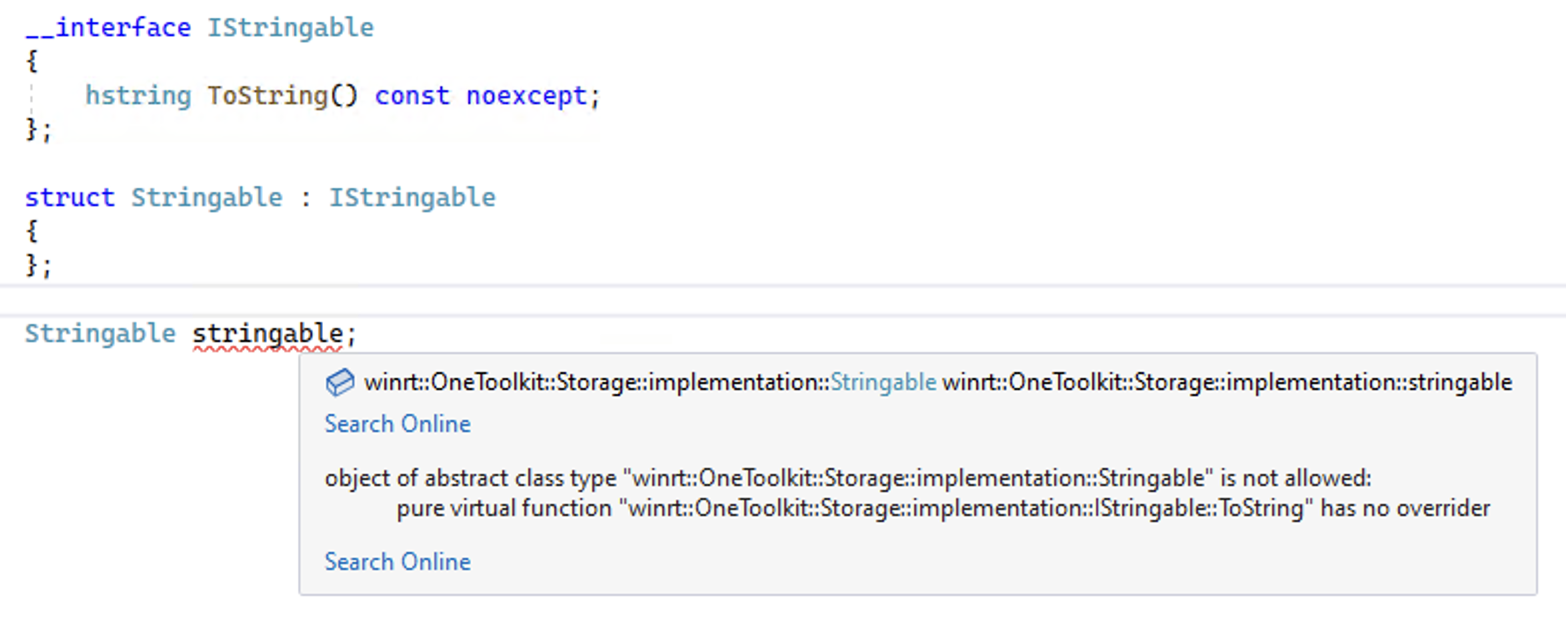 Enhance IDE support for implementing interfaces through winrt::implements · Issue #1085 ...