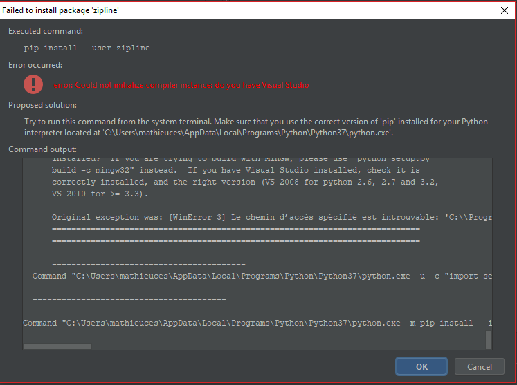 Install Zipline with pip/Pycharm · Issue #2368 · quantopian/zipline · GitHub