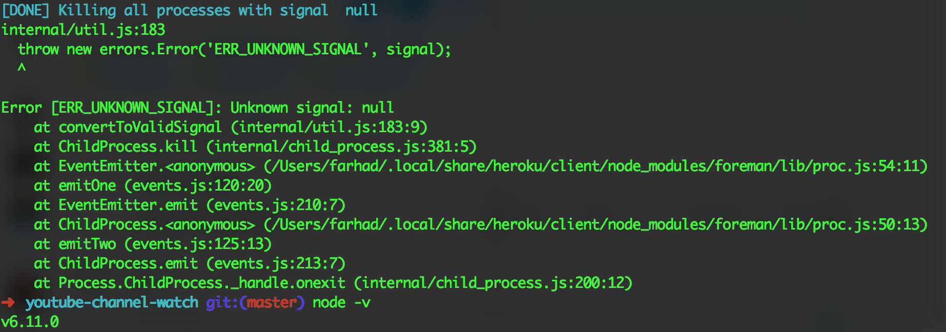 Killing All Processes With Signal Null · Issue 34 · Herokuheroku Local · Github 