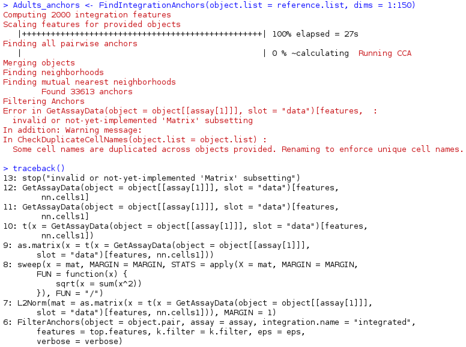 Error in FindIntegrationAnchors · Issue #965 · satijalab/seurat · GitHub