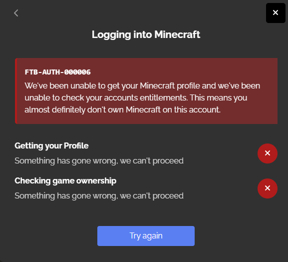 Failed to retrieve essential information. Please Try again. · Issue #926 · FTBTeam/FTB-App · GitHub