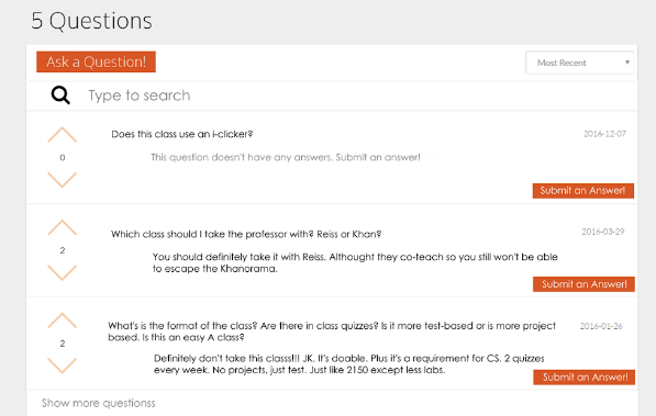 Questions UI · Issue #580 · thecourseforum/theCourseForum2 · GitHub