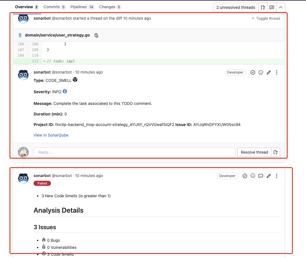 [Gitlab] Some codesmell have not been commented on in PR/MR · Issue ...
