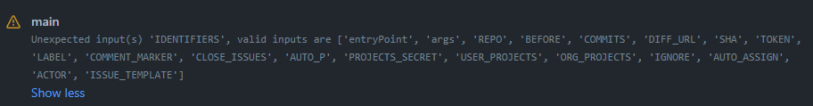 Unexpected input(s) 'IDENTIFIERS' · Issue #127 · alstr/todo-to-issue-action · GitHub