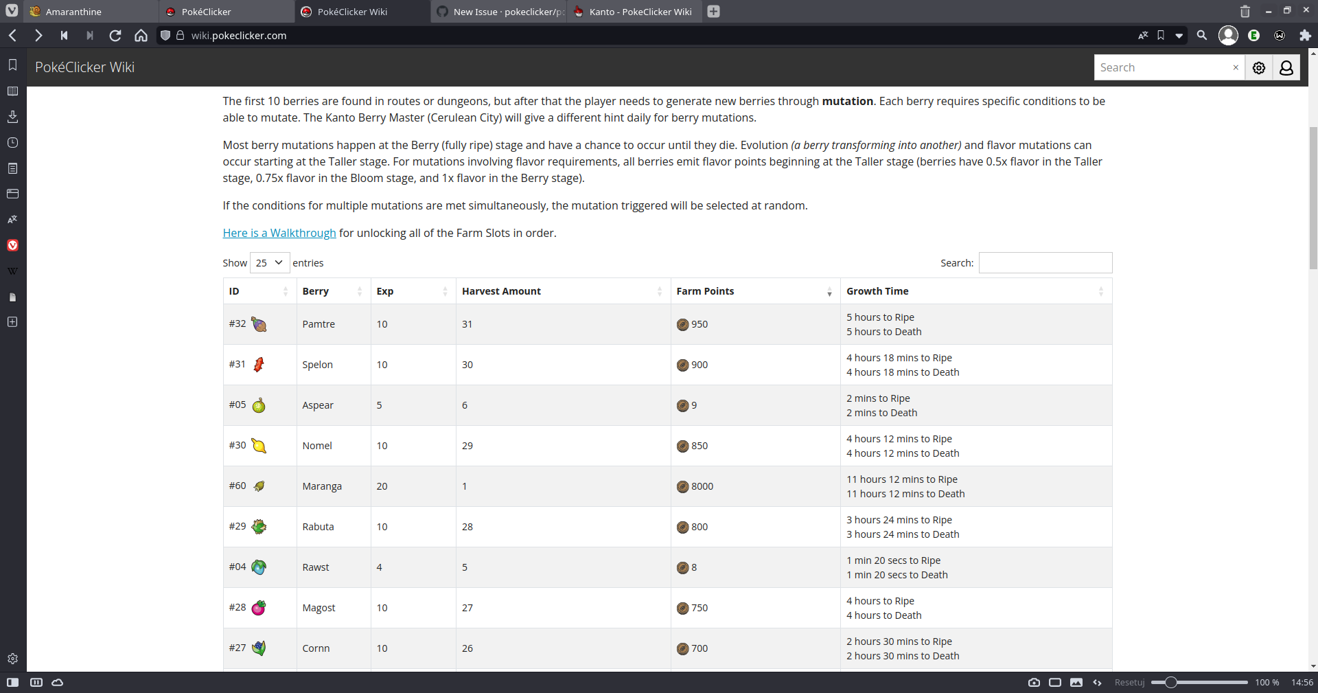 Berries sort by farm points misbehaves · Issue #55 · pokeclicker/pokeclicker-wiki · GitHub