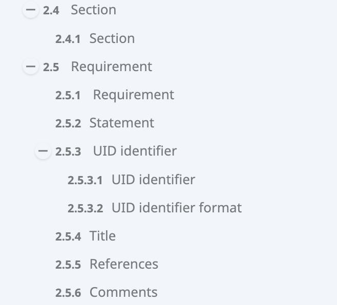 Document TOC tree: minor UI issue: difference in offset of Section and Requirement · Issue #1013 ...