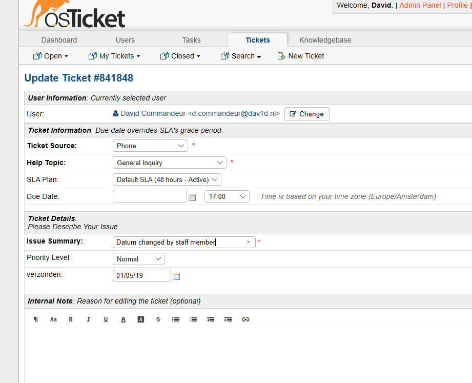 Editing ticket causes any date/time field to be updated to today's date · Issue #4915 · osTicket ...