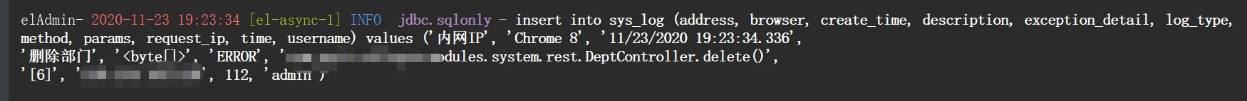 sys_roles_depts 表，多了一条记录，导致 部门 **华北分部》测试部** 的删除失败 · Issue #532 · elunez/eladmin · GitHub