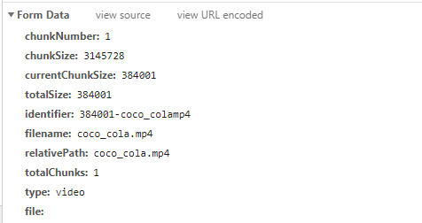 POST上传视频时Form Data 中file为空 · Issue #75 · simple-uploader/vue-uploader · GitHub