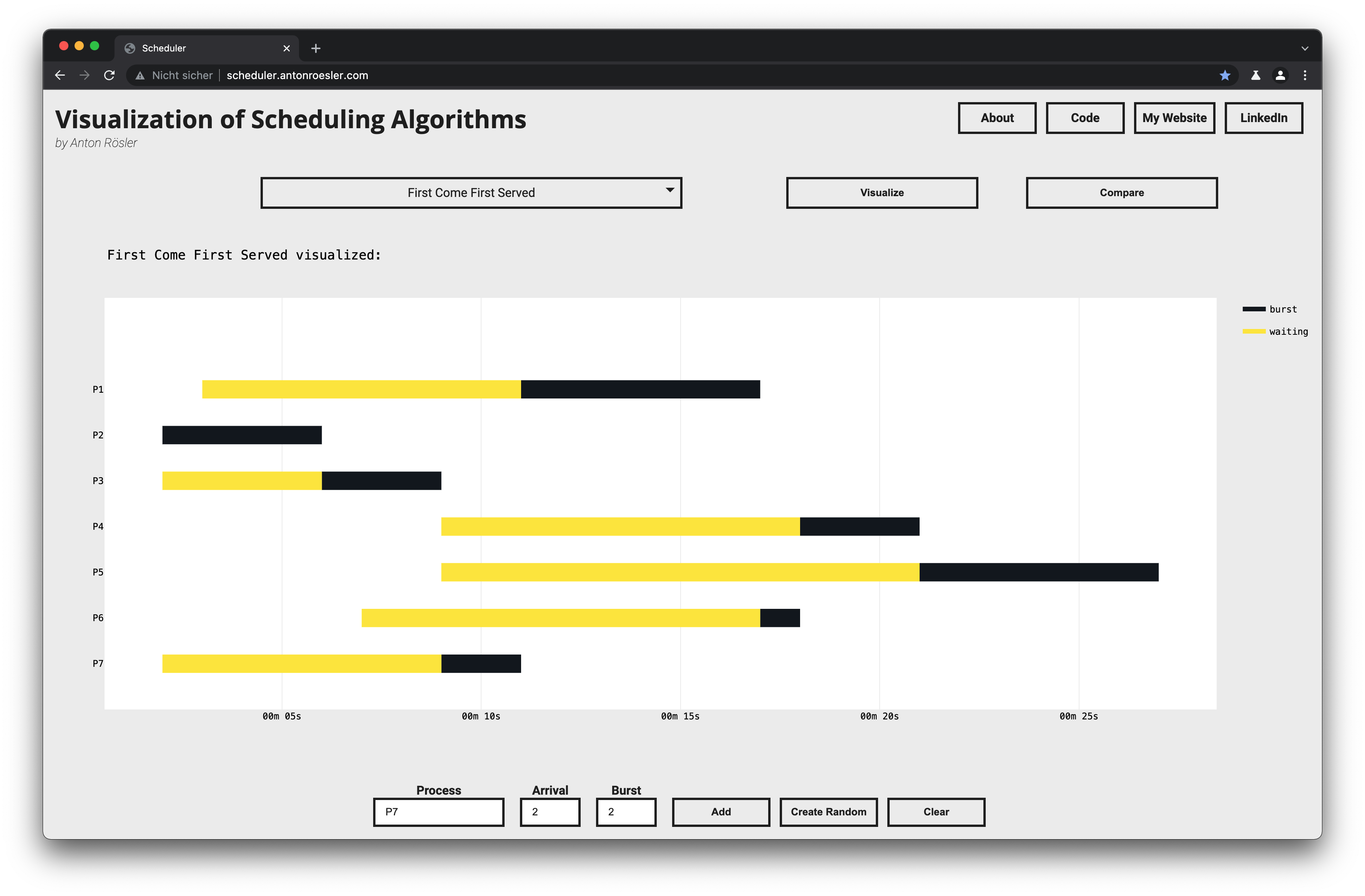 GitHub - antonroesler/Scheduler: Simulation and visualization of six ...