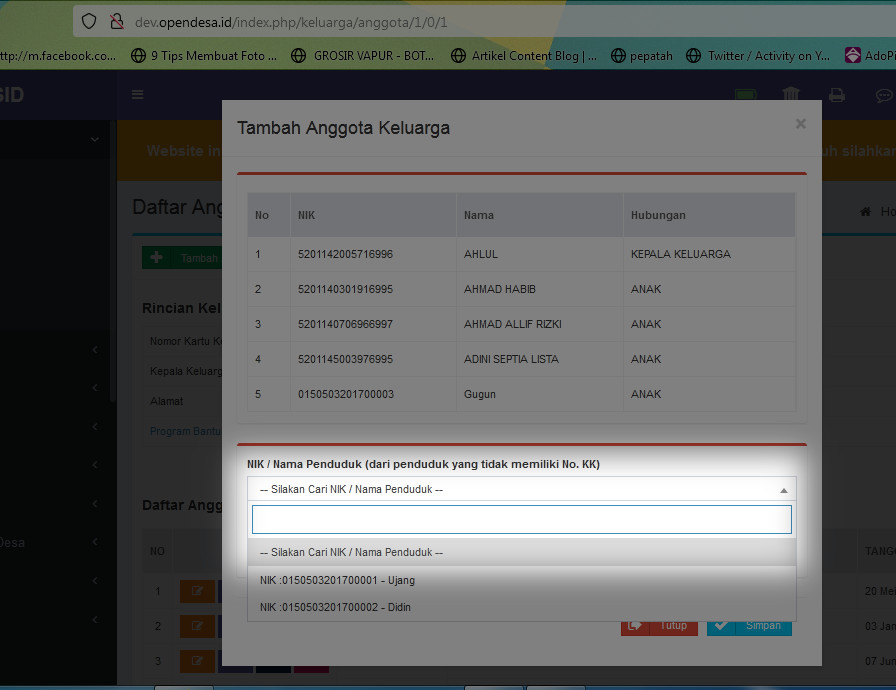 Bug/error: Tidak bisa menambahkan anggota keluarga lebih dari 5 orang · Issue #5676 · OpenSID ...