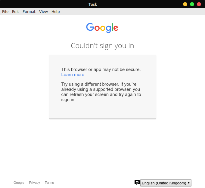 Unable to make gmail login · Issue #283 · klaudiosinani/tusk · GitHub
