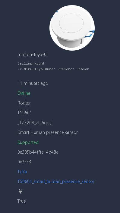 [Wrong device]: Tuya ZigBee Human Presence Sensor ZY-M100-S · Issue #17583 · Koenkk/zigbee2mqtt ...