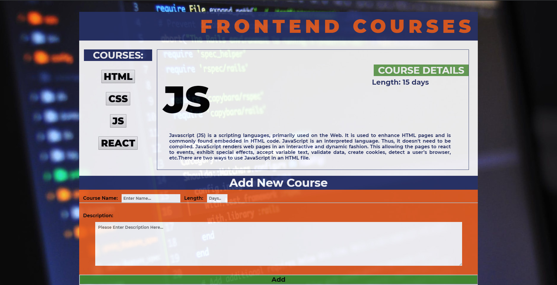 GitHub - baivanco/Frontend-Courses: Simple React App