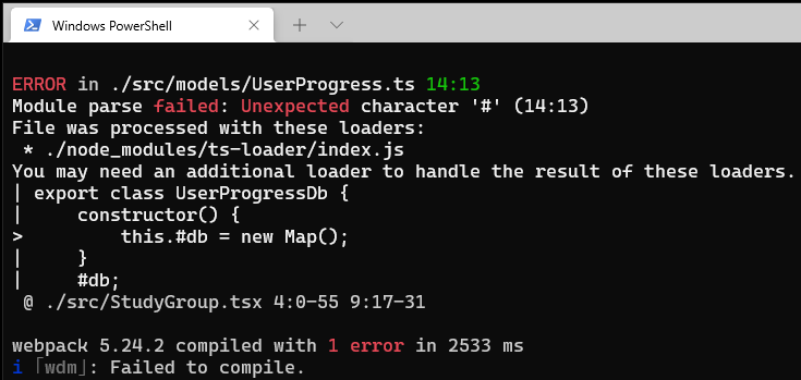 You may need an appropriate loader to handle this file type - when ES6 classes contain public or ...