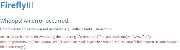 It says Whoops! · Issue #3474 · firefly-iii/firefly-iii · GitHub