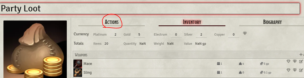 Hide Actions tab from module "character-actions-list-5e" · Issue #158 · jopeek/fvtt-loot-sheet ...