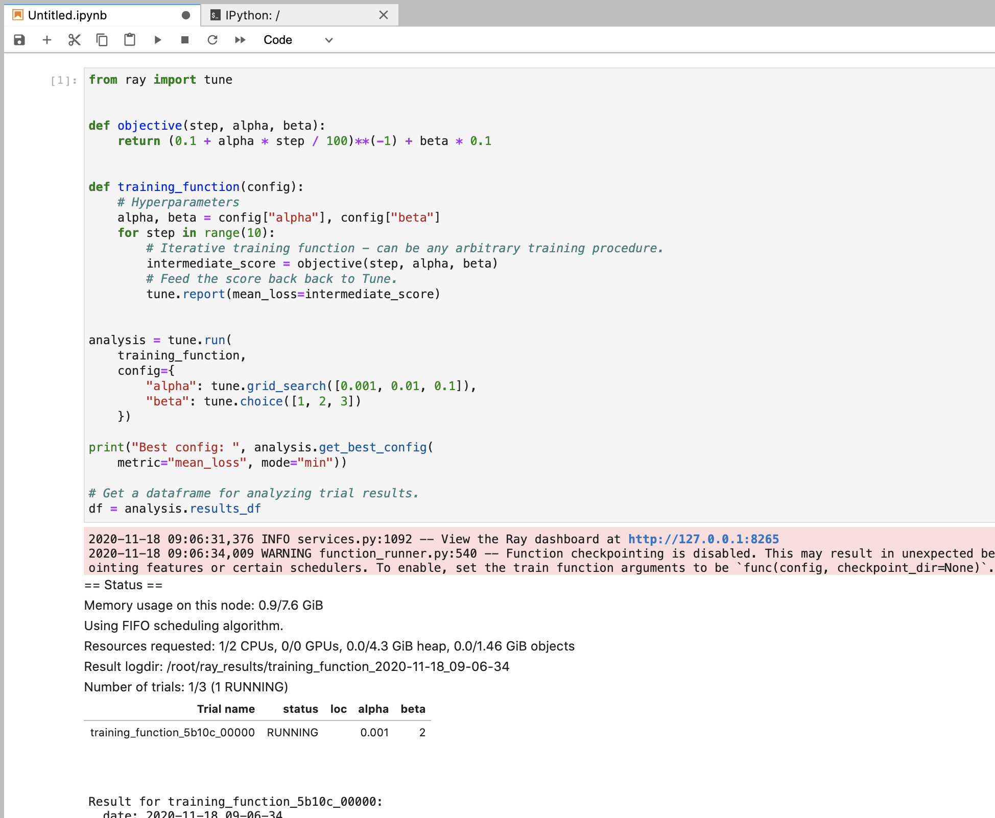 Tune example on landing page is broken! · Issue #12091 · ray-project ...