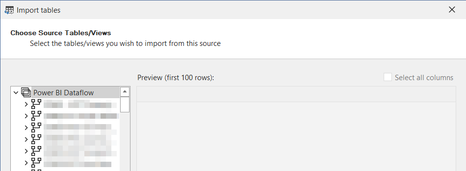 Give dev option of using PowerPlatform.Dataflows or PowerBI.Dataflows when importing a table ...